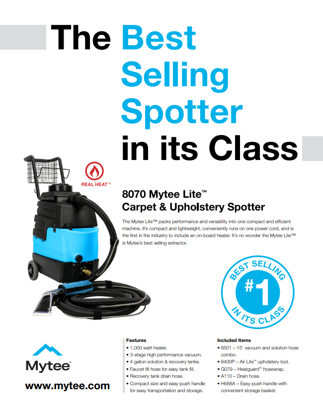 8070 Mytee Lite™ Heated Carpet Extractor – TCE Solutions